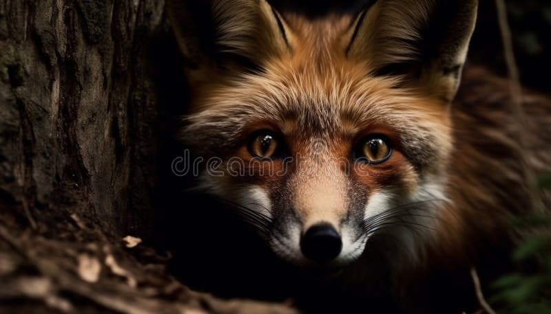 Red Fox Staring, Cute and Alert, in Natural Forest Beauty Generated by ...