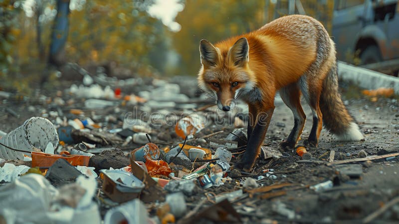 Red Fox Studies Plastic Bottles and Other Garbage in Landfill ...
