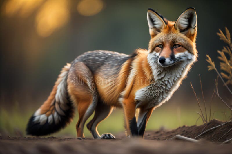 Red Fox, Vulpes Vulpes Standing in the Forest. Generative Ai Stock ...