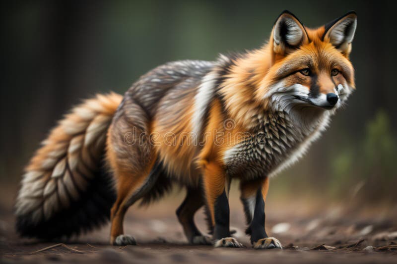 Red Fox, Vulpes Vulpes Standing in the Forest. Generative Ai Stock ...