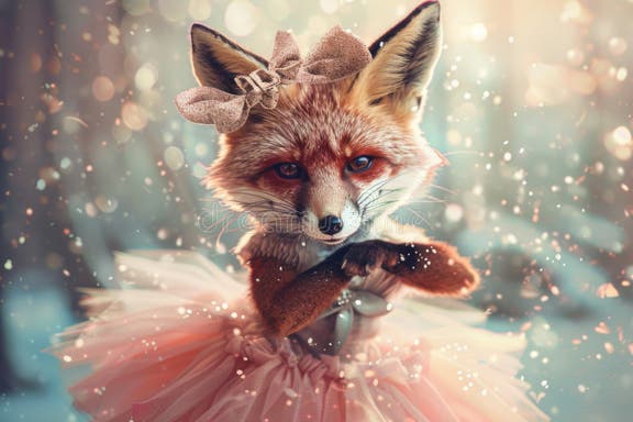 A Red Fox Wearing a Bright Pink Tutu Stock Illustration - Illustration ...