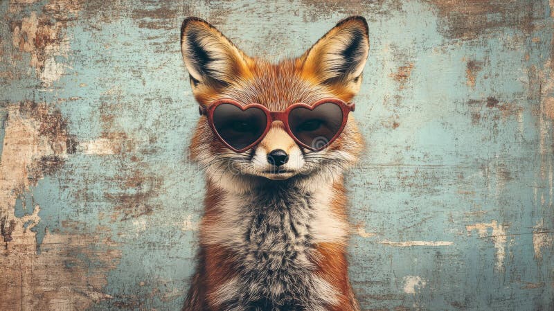 A Red Fox Wearing Heart Shaped Sunglasses Stock Illustration ...