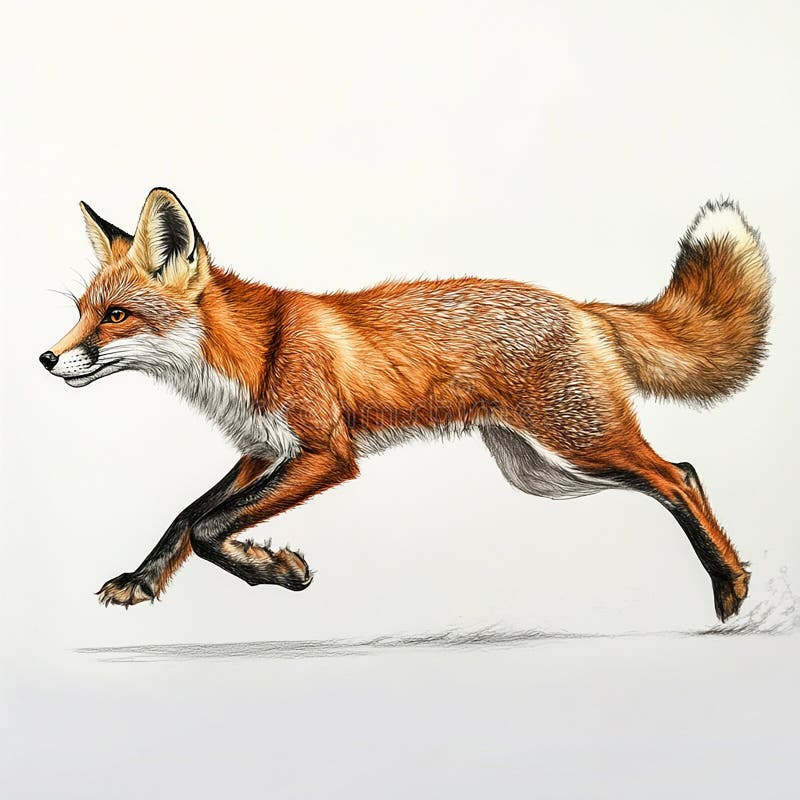 Red Fox Animal, Sketch, Drawing, Photo Stock Illustration ...