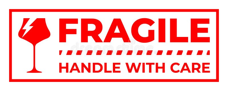 Red Fragile Warning Label Vector, Sticker Fragile Handle with Care ...