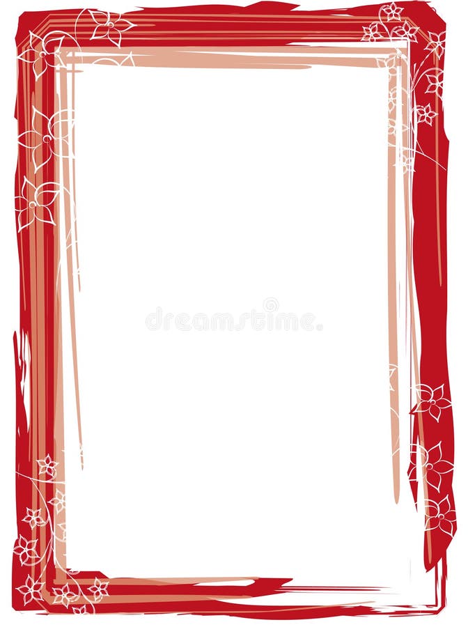 Red frame floral pastel stock illustration. Illustration of frame ...