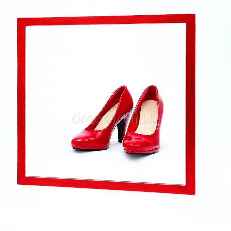 Red frame with high heels stock photo. Image of stepping - 135803036