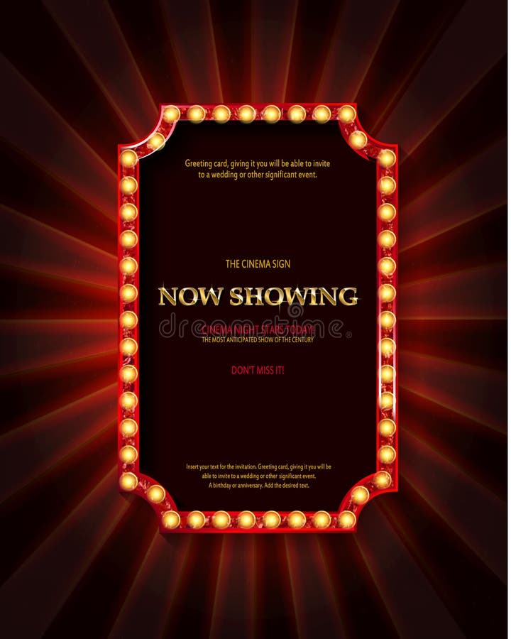 Red frame with light bulbs stock illustration. Illustration of bulb ...