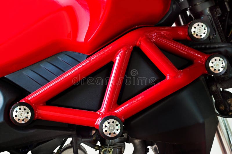 Red Frame Modern Motorcycle Stock Photo - Image of vehicle, engine ...