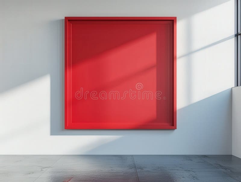 Red Frame on White Wall stock illustration. Illustration of display ...