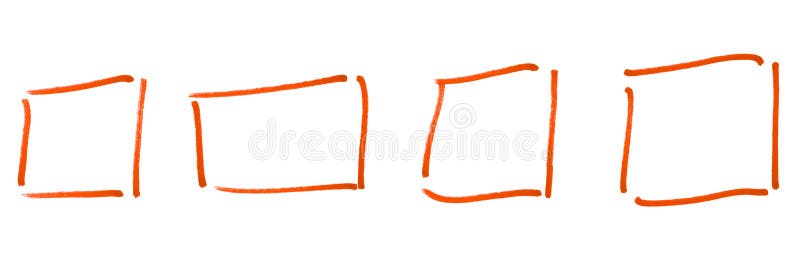 4 Red Frames - Hand Painted with Pencil on White Background Stock ...