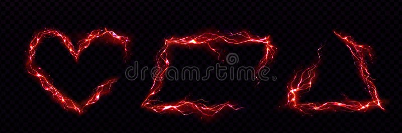 Red Frames Made of Glowing Neon Lightning. Stock Vector - Illustration ...