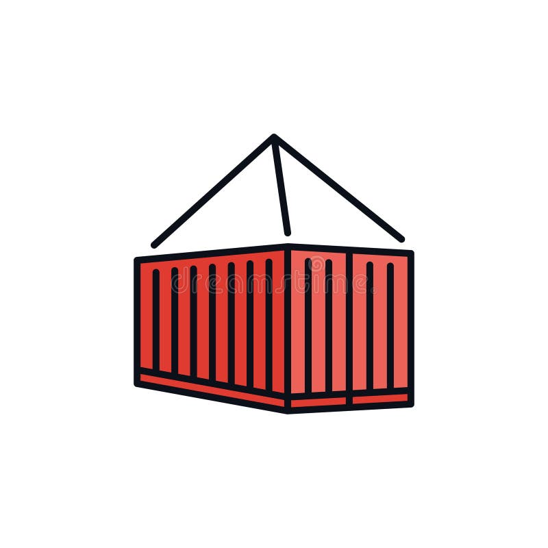 Red Freight Container Vector Intermodal Cargo Concept Colored Icon ...