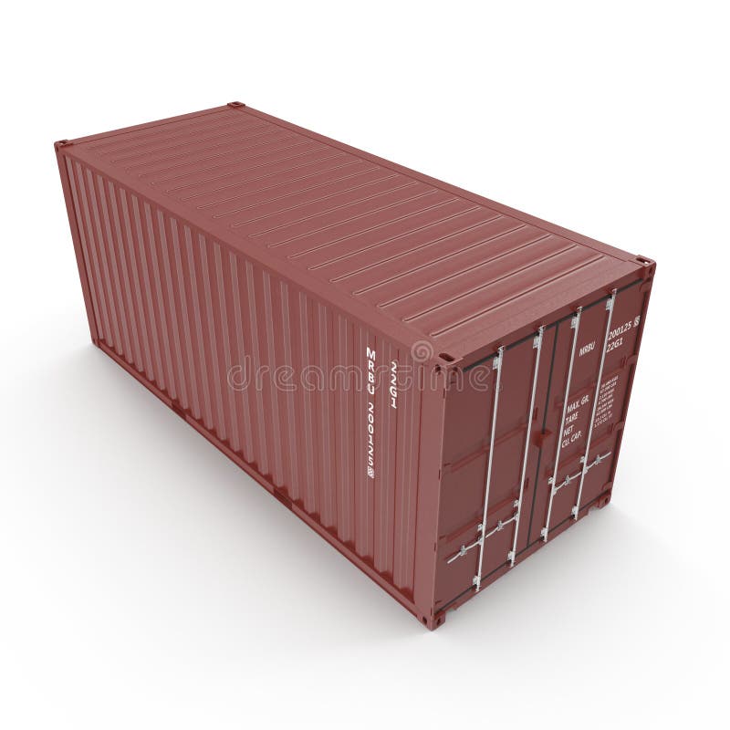 Red Freight Shipping Container Isolated on White. 3D Illustration Stock ...