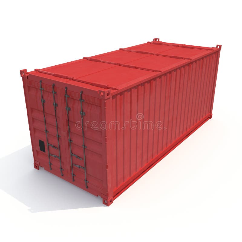 Red Cargo Container, Clipping Path Stock Illustration - Illustration of ...