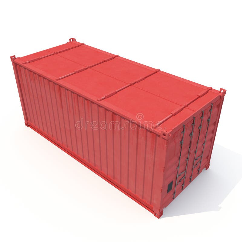 Red Cargo Container, Clipping Path Stock Illustration - Illustration of ...