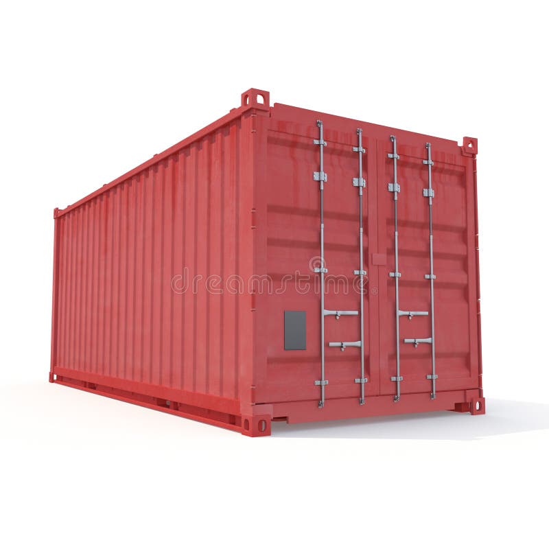 Red Cargo Container, Clipping Path Stock Illustration - Illustration of ...