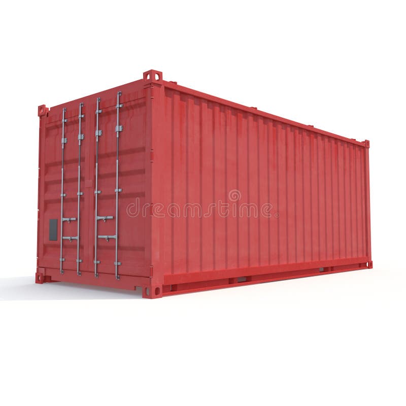 3d Rendering of Closed Red Shipping Container Isolated on White ...