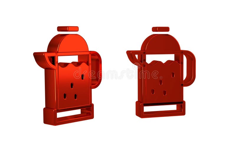 Red French Press Icon Isolated on Transparent Background. Stock ...