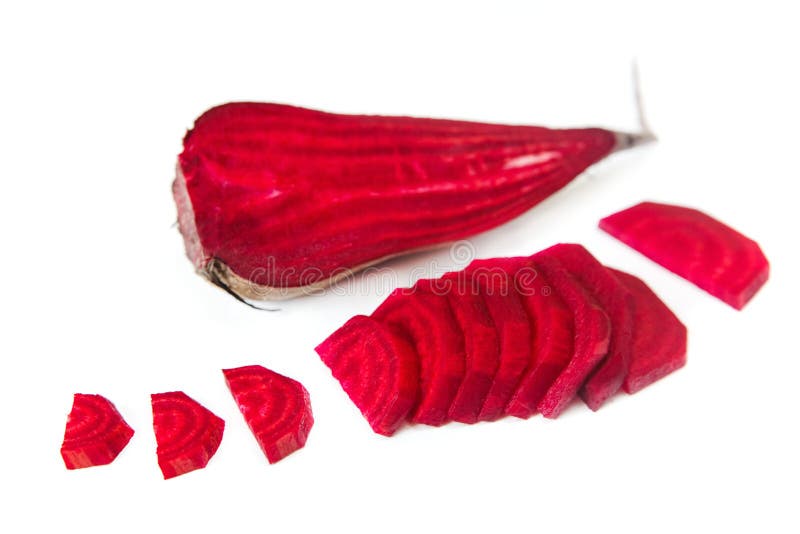 Red Fresh Beet with Cut Pieces on the White Isolated Background. Stock ...