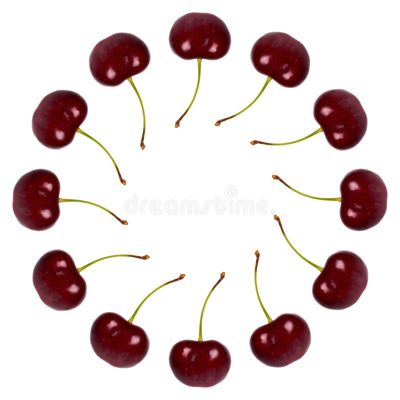 Red Fresh Cherry Fruit Background, Frame and Border, Empty Space Stock ...