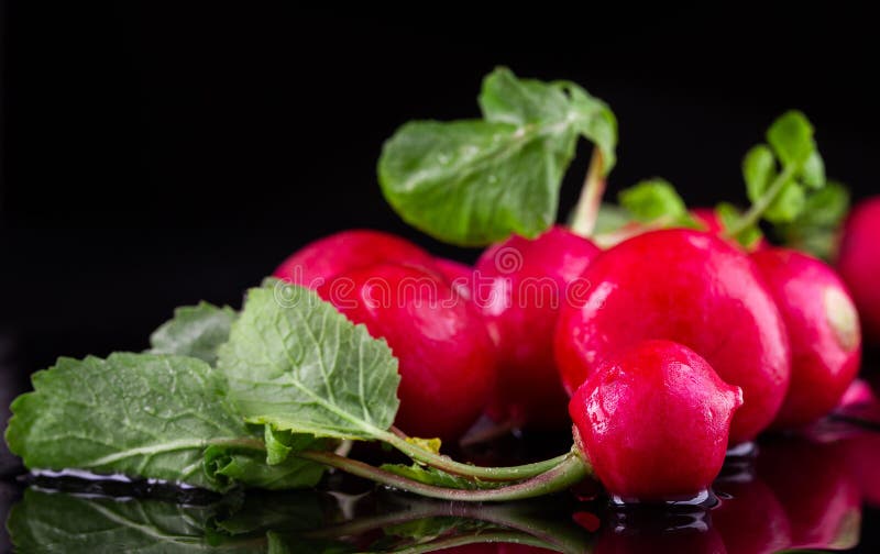 Red fresh radish on wooden stock image. Image of bunch - 146286361