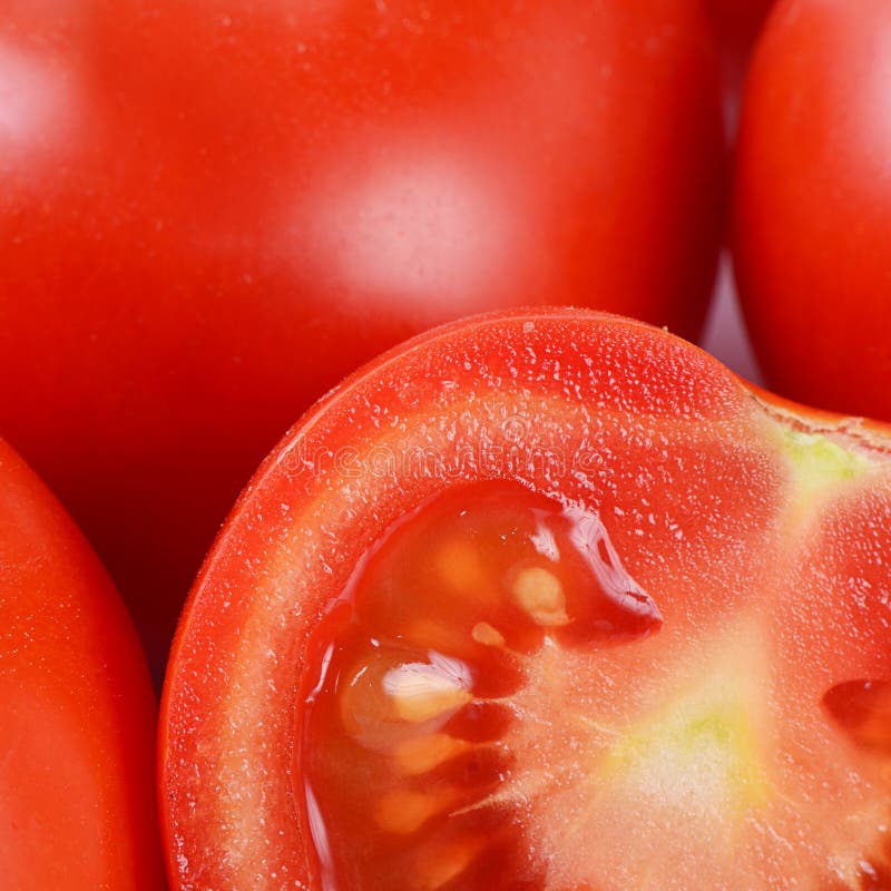 The red fresh tomatoes cut stock image. Image of object - 54535489