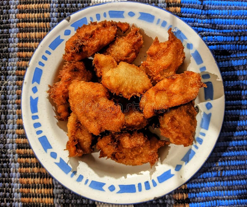 Red Fried Food with a Colored Plate Stock Image - Image of colored ...