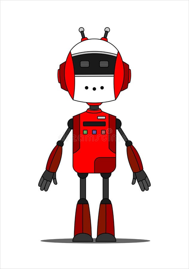 Red Friendly Android Robot Character Stock Vector - Illustration of ...