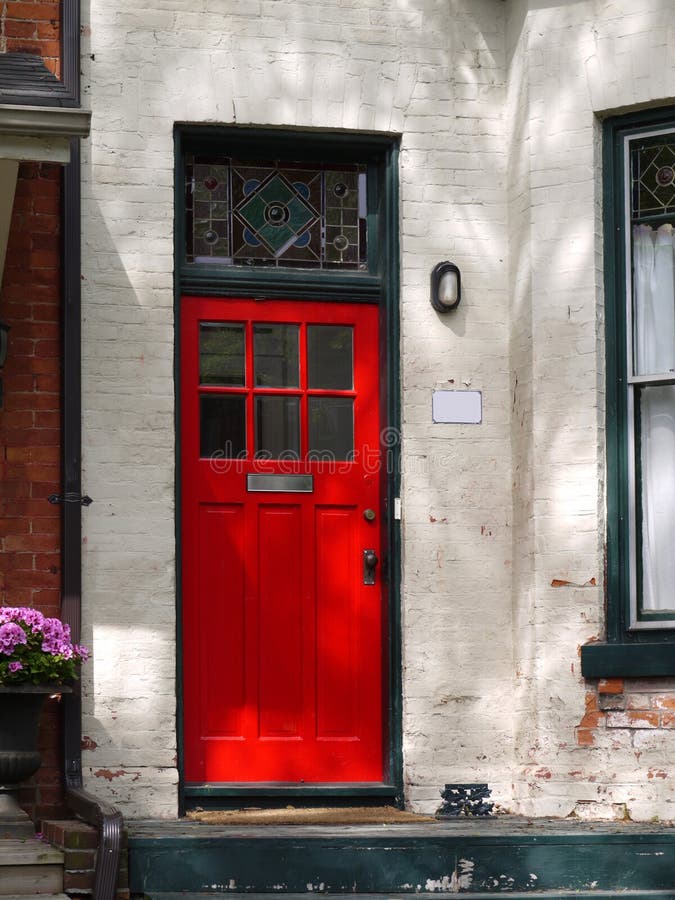 Red front door stock image. Image of stained, victorian - 36898357