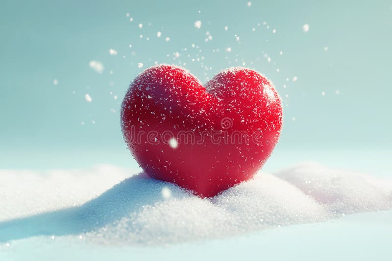 Red Frozen Heart in the Snow Stock Photo - Image of health, cold: 359441982