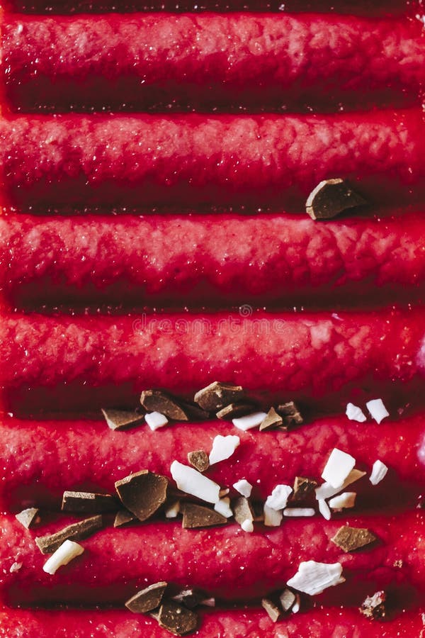 Red Fruit Cake Top View, Lines of Raspberry Jelly Stock Image - Image ...
