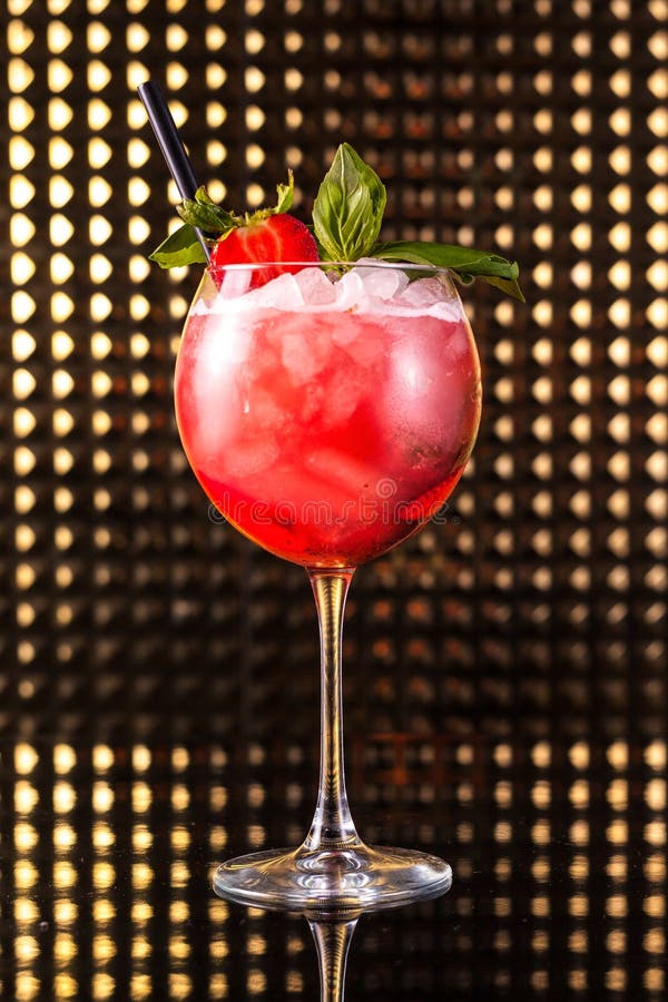 Red Fruit Cocktail in Tall Round Glass Stock Photo - Image of alcohol ...