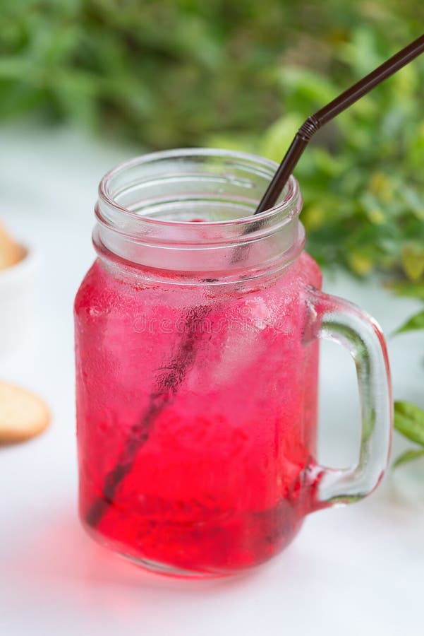 Red Fruit Flavor Soft Drink. Stock Image - Image of soda, closeup ...