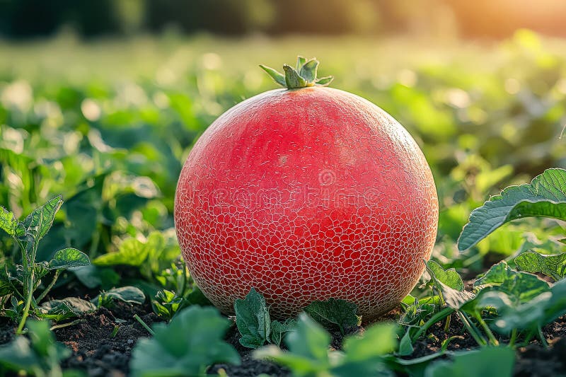 Red Fruit with a Green Stem Sits on the Ground Stock Photo - Image of ...