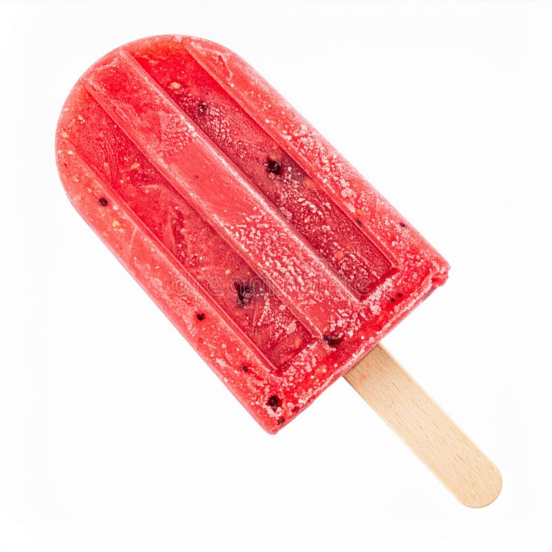 Red Fruit Popsicle on Wooden Stick Stock Illustration - Illustration of ...