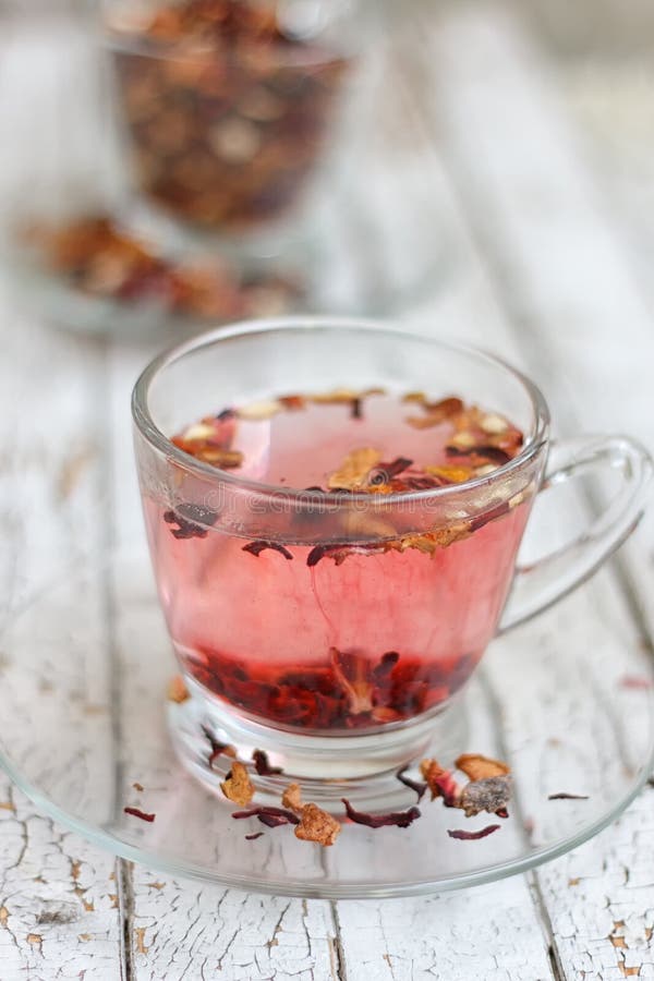 Red Fruit Tea in Transparent Glass Cup Stock Image - Image of coldly ...