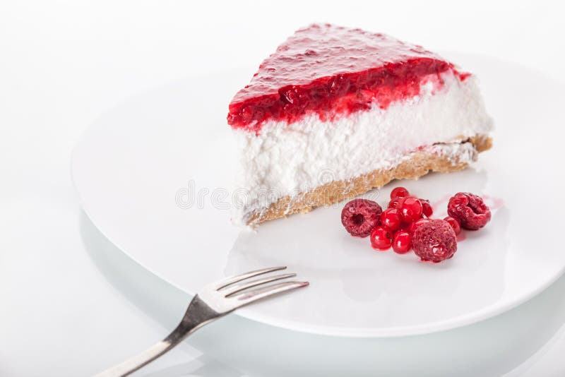 Red fruits cheesecake stock photo. Image of plate, portion - 31421010