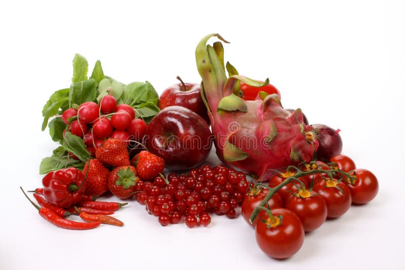 Red fruits and vegetables stock image. Image of strawberries - 17510017