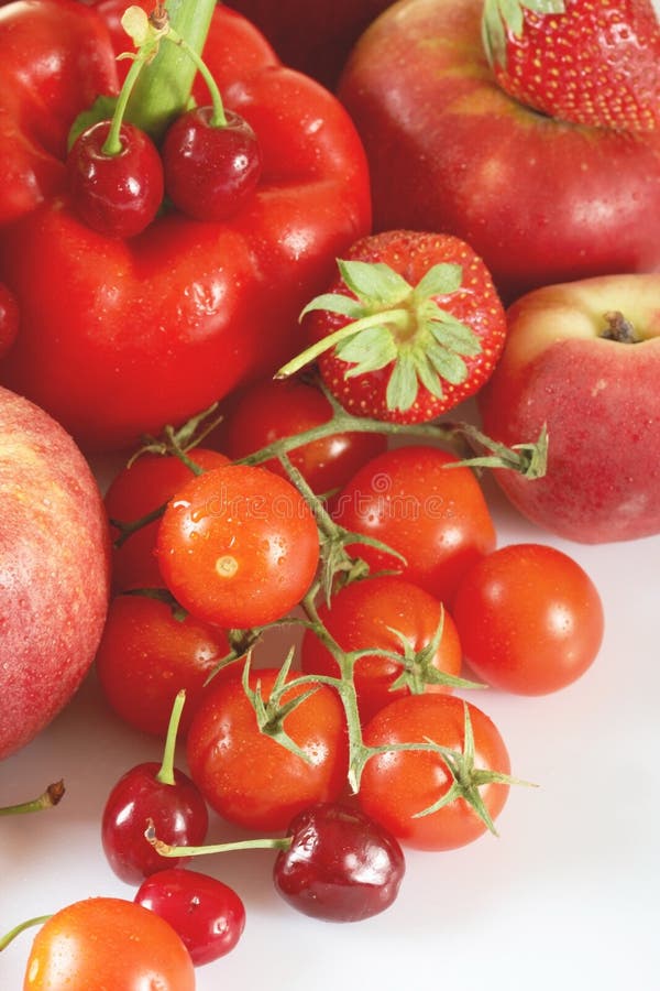 Red fruits and vegetables stock image. Image of shapes - 20652585