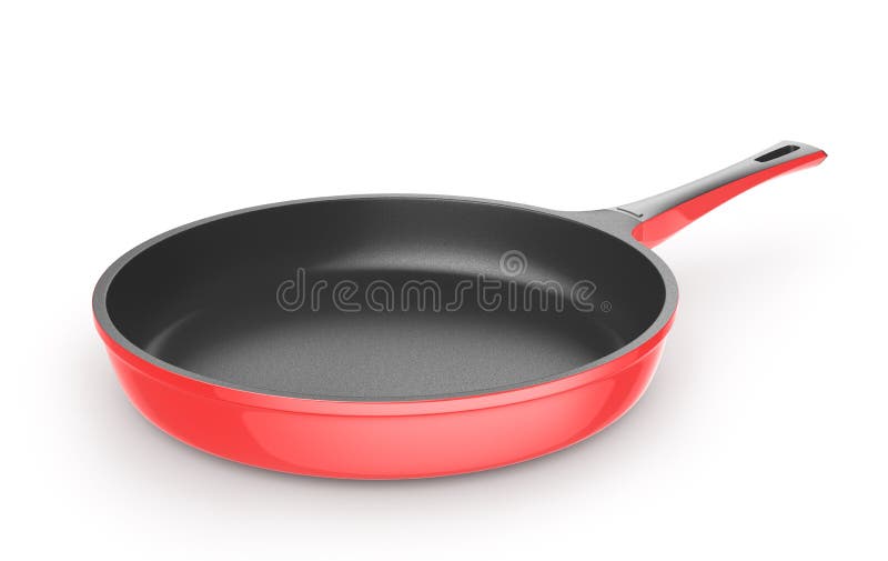 Red Frying Pan with Ceramic Coating. Stock Illustration - Illustration ...