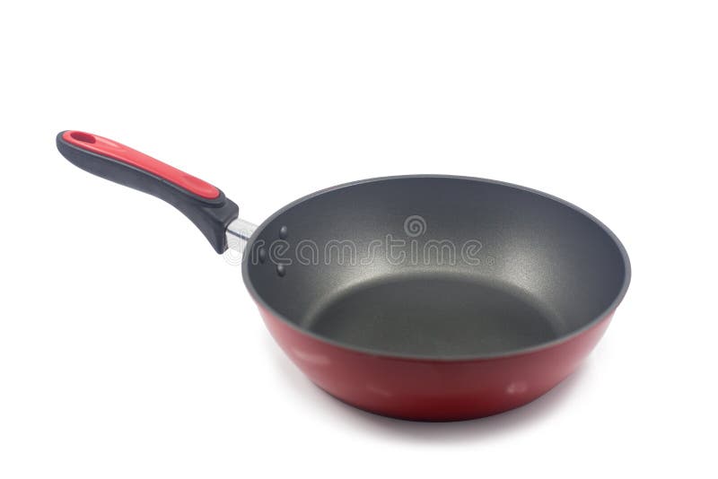 Red Frying Pan with a Nonstick Coating Stock Image - Image of saute ...