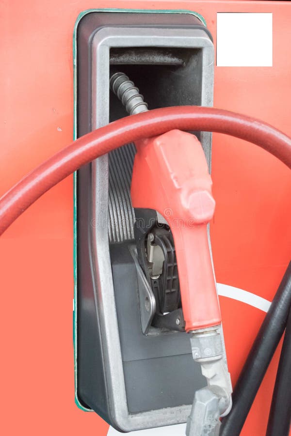 Red Fuel Pump Nozzle, Gas Station Stock Image - Image of petroleum ...