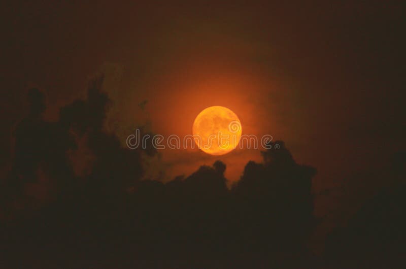 A Red Full Moon on the Dark Cloud Stock Image - Image of nightn, scene ...