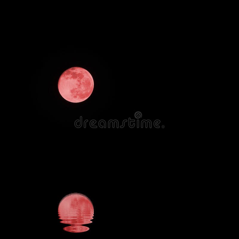 Red Full Moon on a Dark Night without Stars Stock Photo - Image of ...