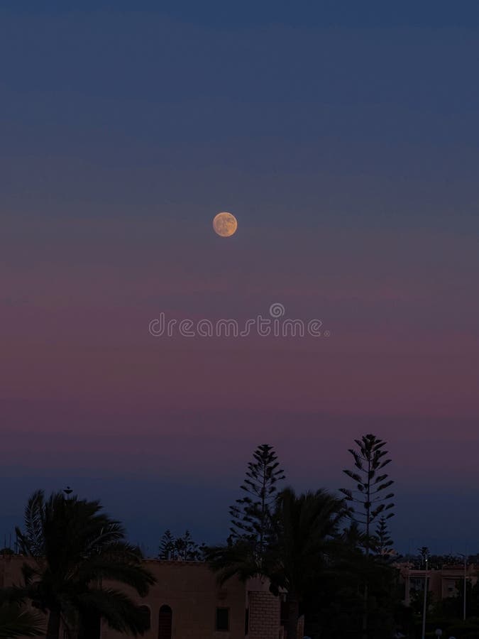 Red full moon stock image. Image of full, moon, landscape - 302123311