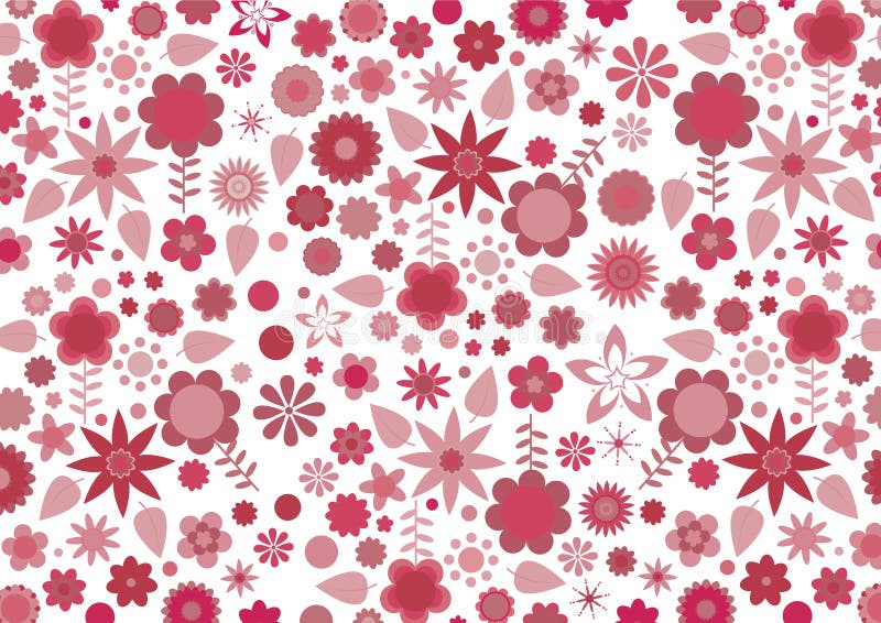Red Funky Flowers and Leaves Stock Vector - Illustration of backgrounds ...