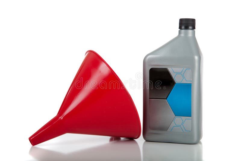 Red Funnel and Bottle of Engine Oil Stock Image - Image of industry ...