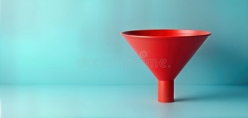 Red Funnel on Light Blue Background. Simple Design. Modern Graphic ...