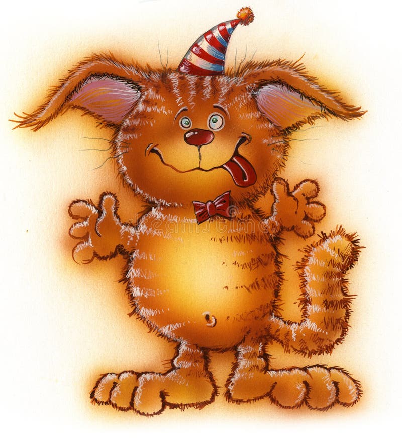 Red Funny Cat on Holiday with a Tie and a Hat Stock Illustration ...