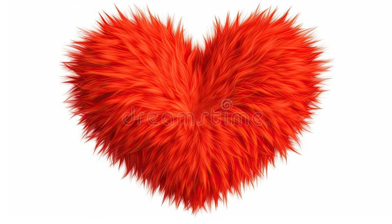 Red Furry Heart Illustration on a White Background. Stock Illustration ...
